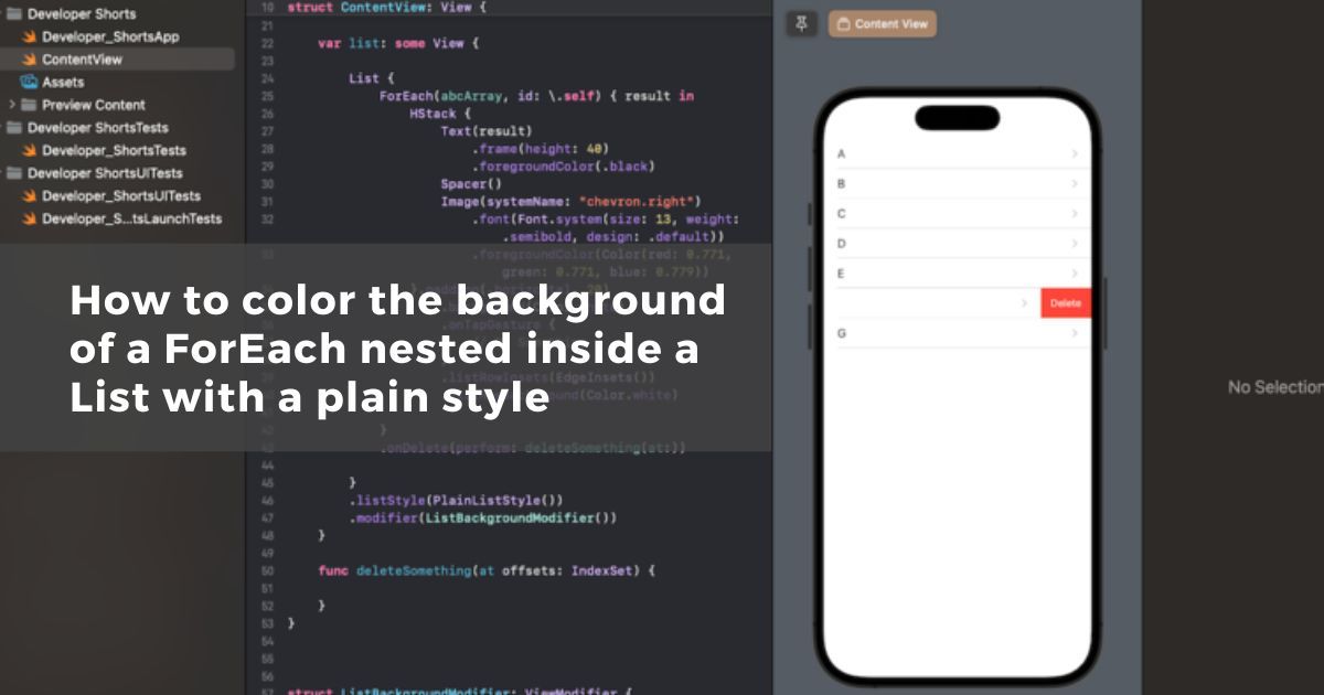 How to color the background of a ForEach nested inside a List with a ...